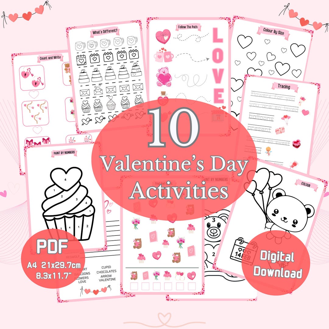Printable Preschool Valentine's Day Activity Pack, Valentine's Day ...