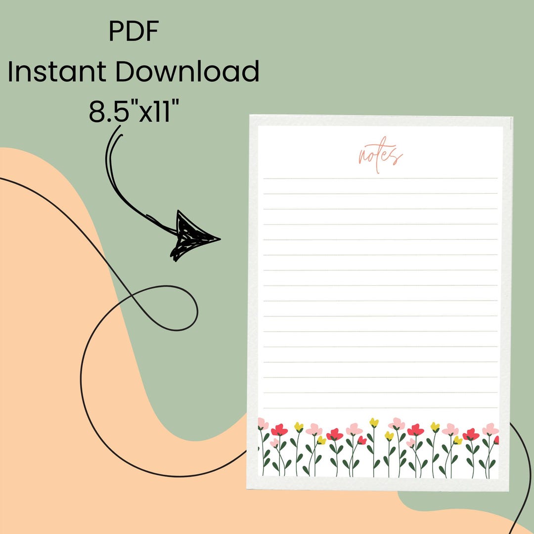 Blank Notes Page: PDF Digital Download - Etsy