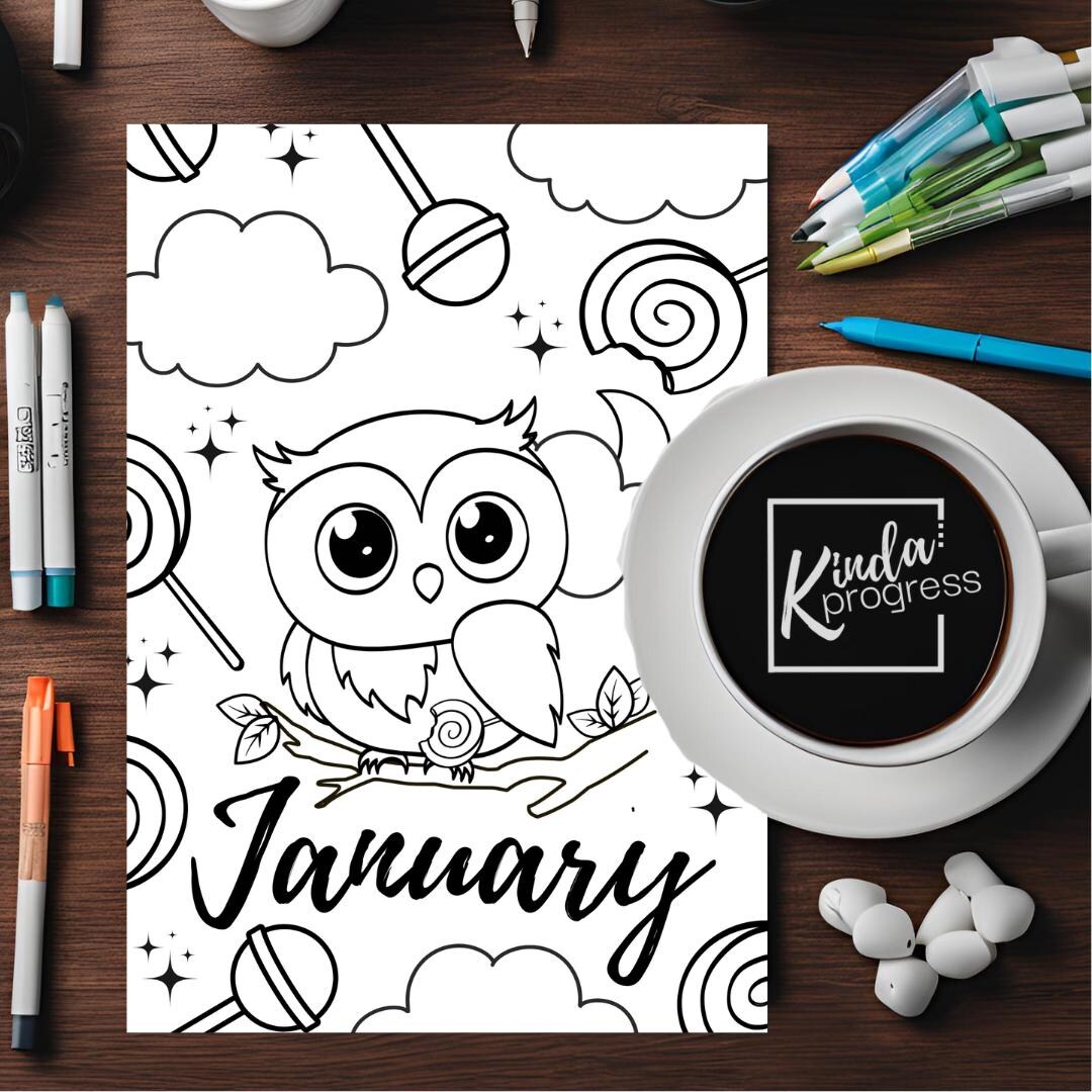 January Monthly Printable Bullet Journal Page Bundle Owls/lollipops ...
