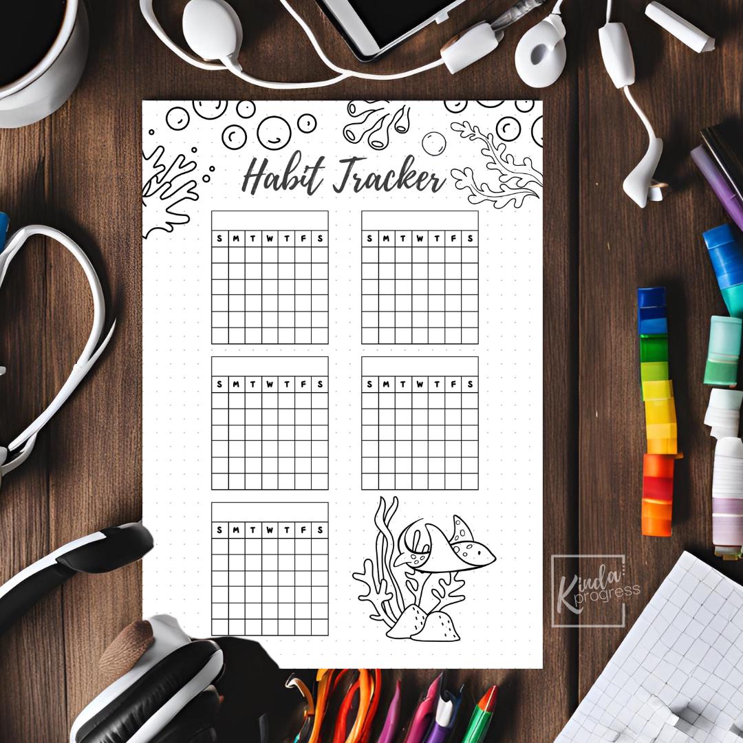 July Monthly Printable Journal Page Bundle - Fish/coral Theme - Title ...
