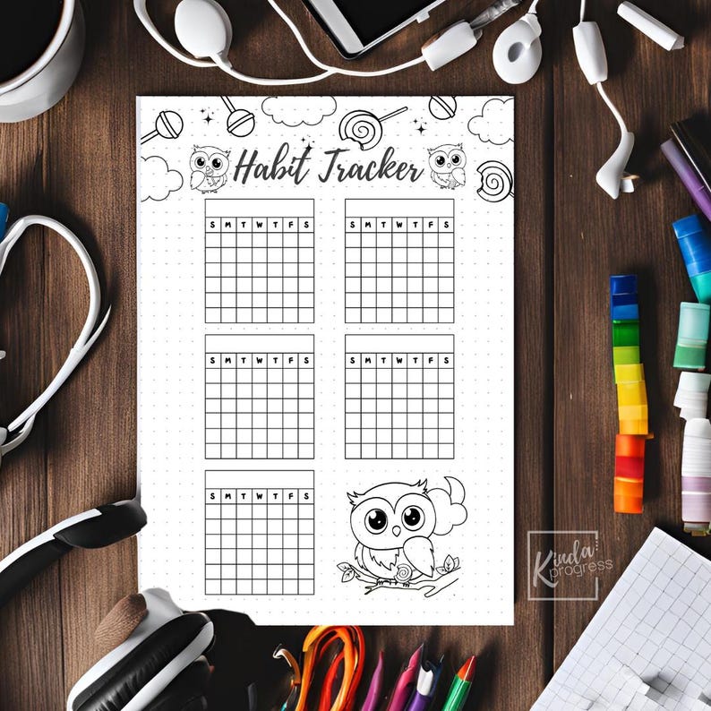 January Monthly Printable Bullet Journal Page Bundle - Owls/lollipops ...