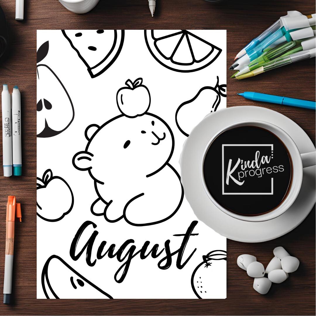August Monthly Printable Journal Page Bundle - Capybara/fruit Theme ...