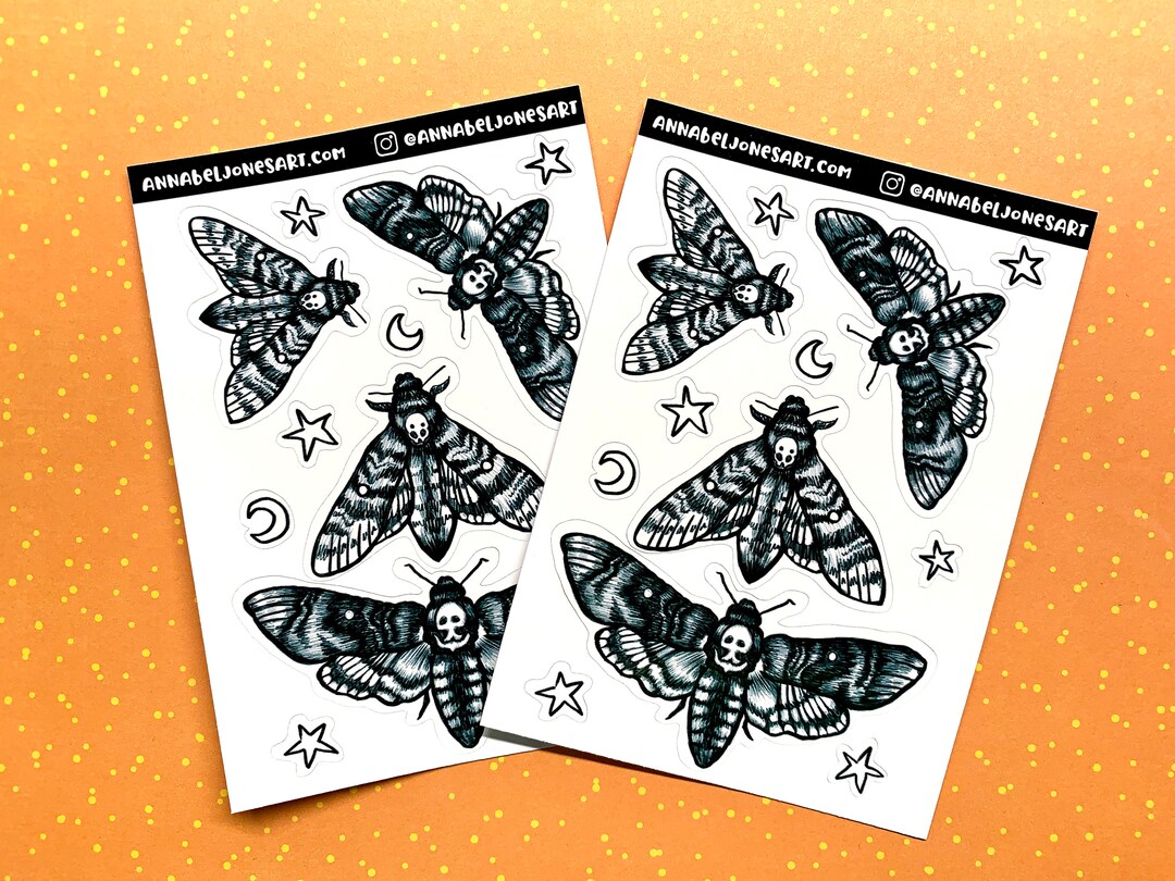 Glossy Death Head Moth Stickers! - Spooky Goth - Etsy
