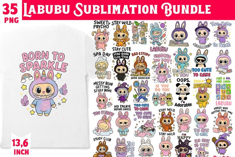 35 Labubu Designs PNG, Labubu Png, Labubu Sublimation Bundle, T Shirt ...