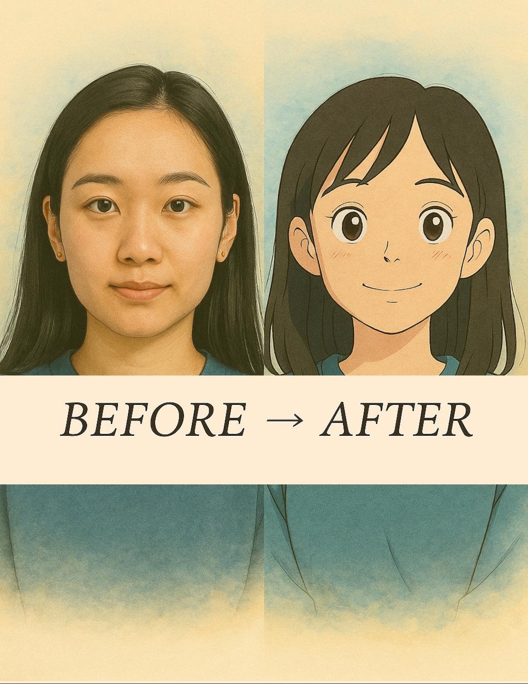 Custom Studio Ghibli Portrait From Photo - Anime Couple/family/pet ...