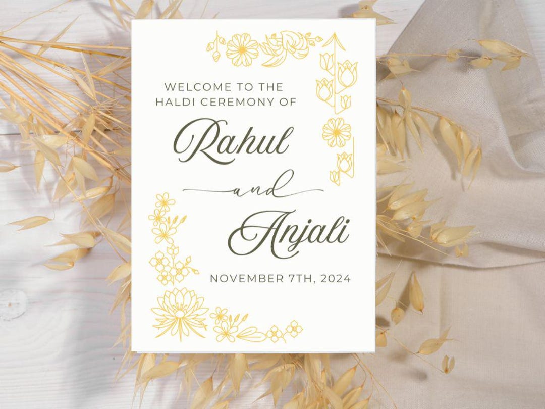 Haldi | Pithi | Grah Shanti | Vidhi | Indian Wedding Sign Template - Etsy