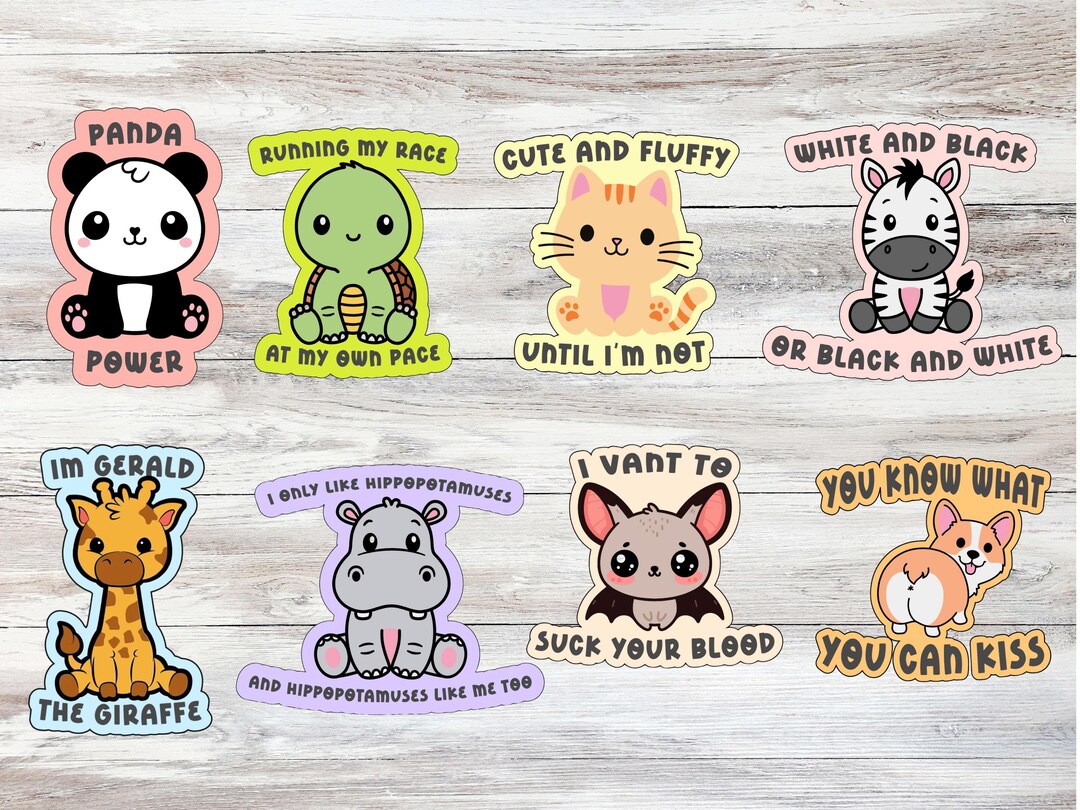 Cute Animal Sticker Set Animal Themed Stickers Funny Animal Sticker ...