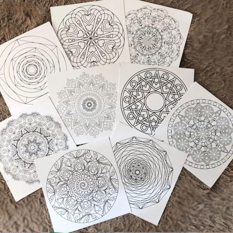 9 Core Mandalas Coloring Pages Set: Hand-drawn Designs With ...