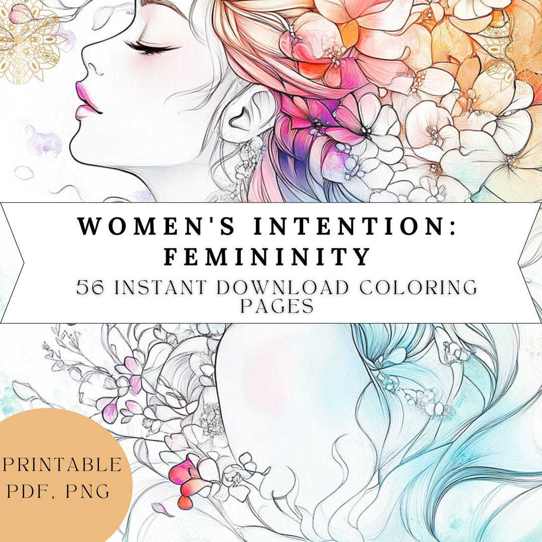 56 Pages of Beautiful Women for Coloring. Women's Intention: Femininity ...