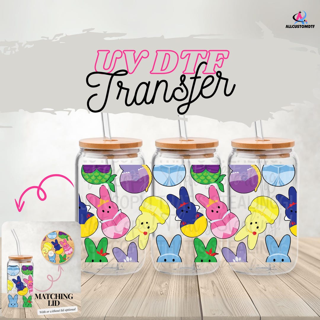 Easter Bunny Princess UV DTF Wrap for 16oz Glass | Cute Pastel Tumbler ...