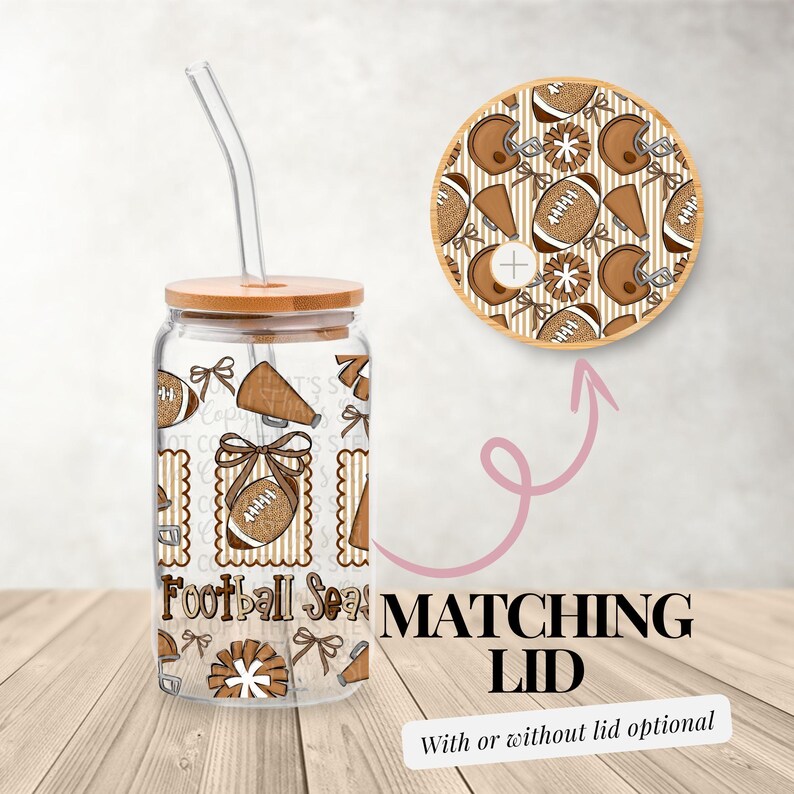 It’s Football Season UV DTF Wrap | 16 Oz Cheer Glass Can Wrap ...