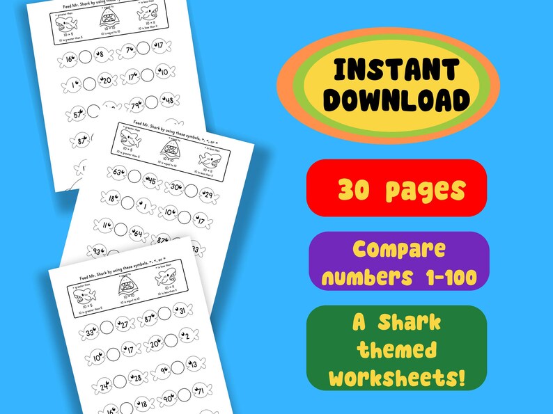 Greater Than Less Than or Equal to Worksheets, Comparing Numbers 1-100 ...