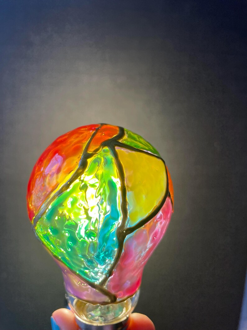 Specialty Stained Glass, One of a Kind Hand Painted Mosaic Bulb. Party ...