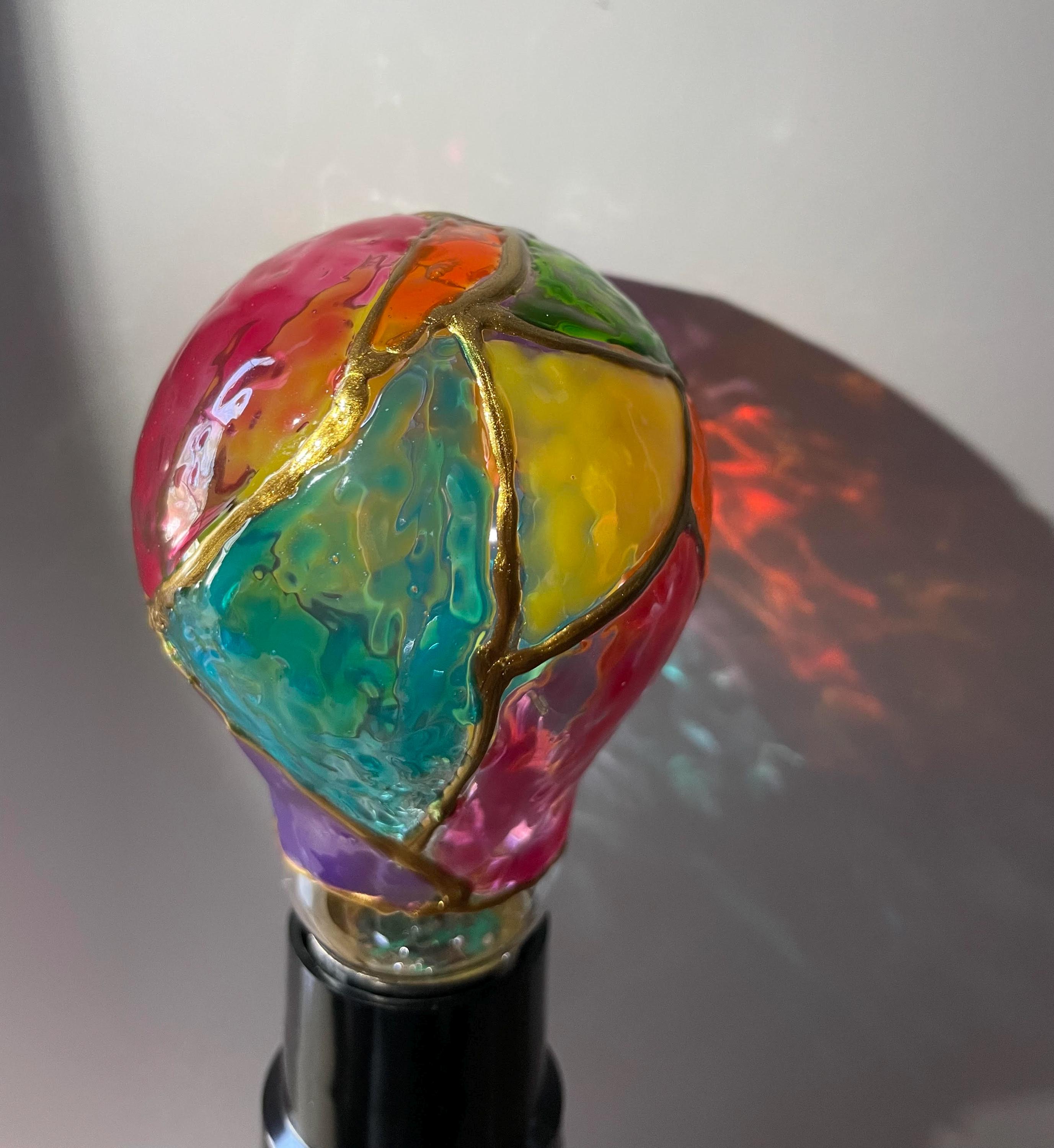 Specialty Stained Glass, One of a Kind Hand Painted Mosaic Bulb. Party ...