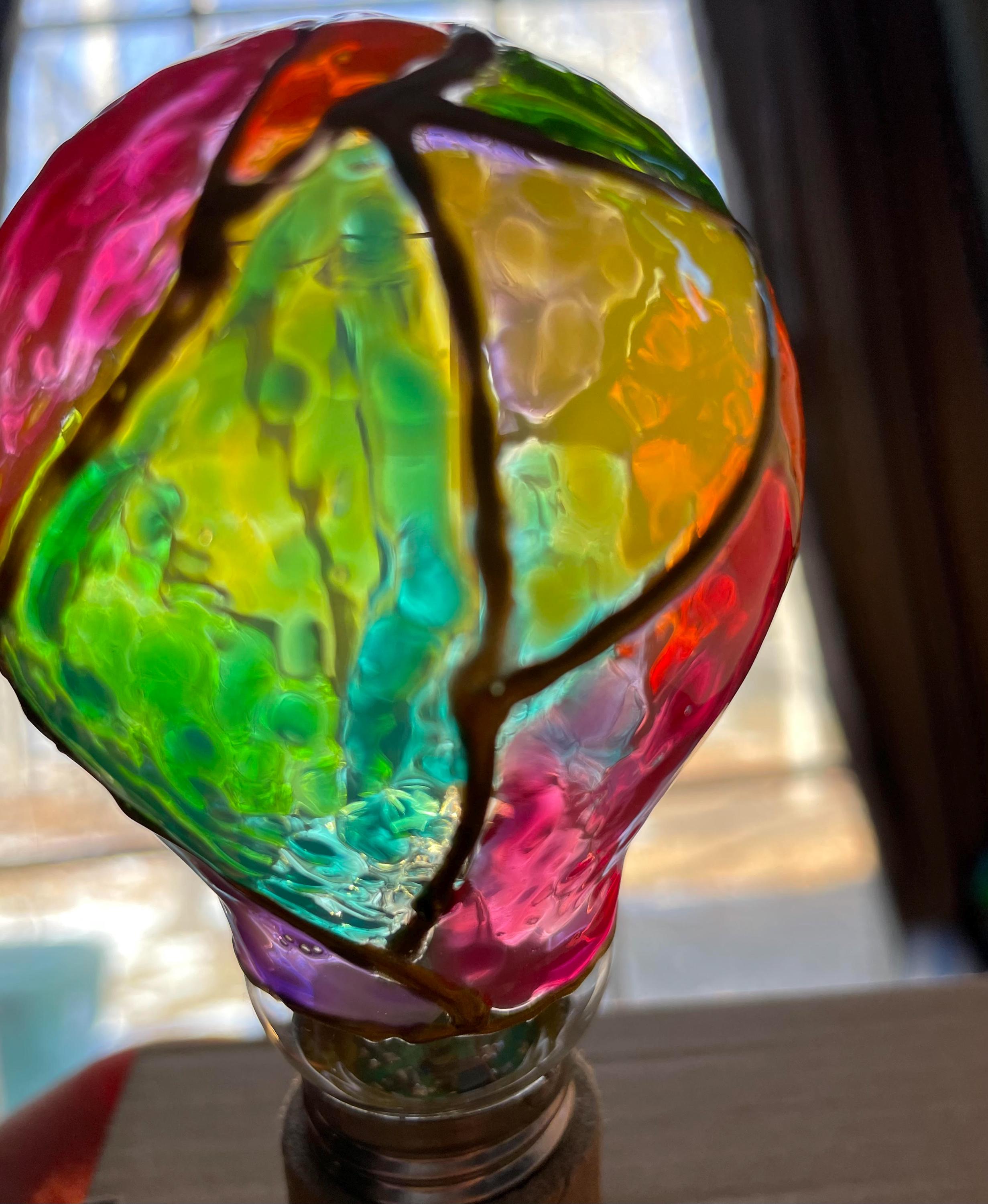 Specialty Stained Glass, One of a Kind Hand Painted Mosaic Bulb. Party ...