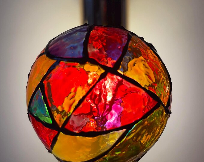 Specialty Stained Glass, One of a Kind Hand Painted Mosaic Rainbow Bulb ...