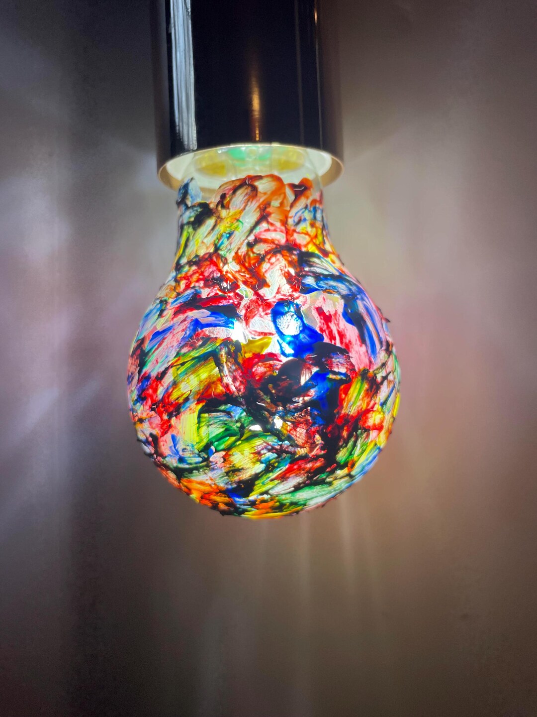 Specialty Stained Glass Light Bulb, Hand Painted One of a Kind Bulb ...