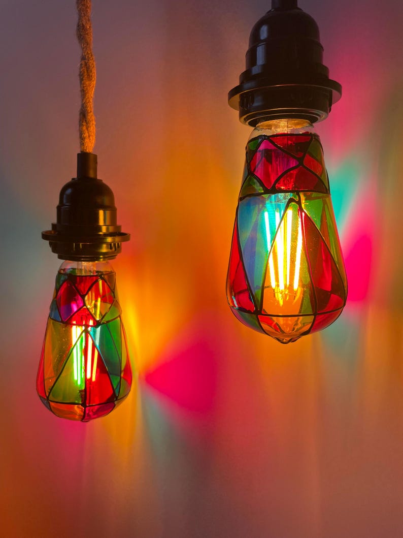 Mosaic Stained Glass Light Bulb: Multi-colored Edison Style - Etsy