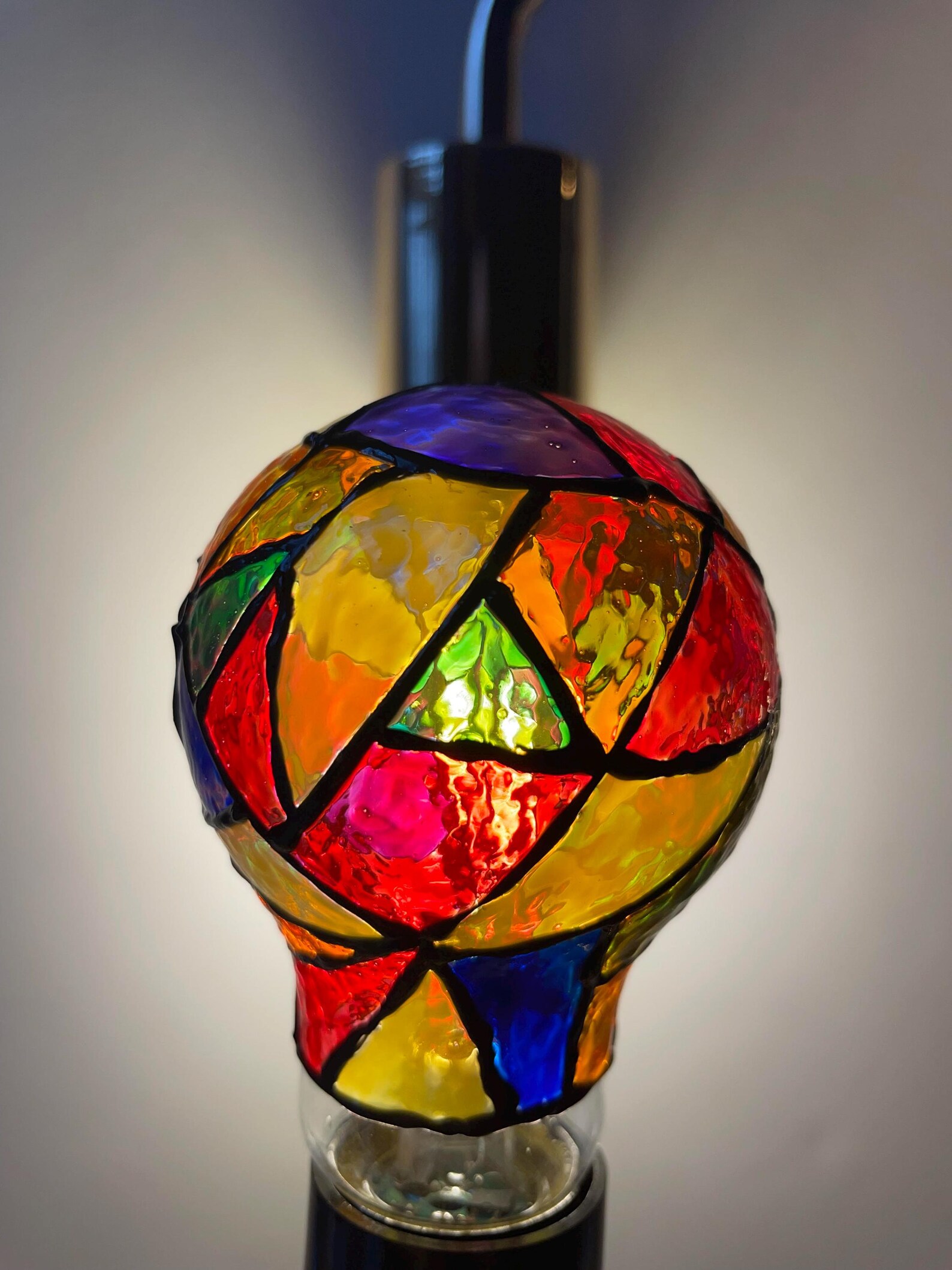Specialty Stained Glass, One of a Kind Hand Painted Mosaic Rainbow Bulb ...
