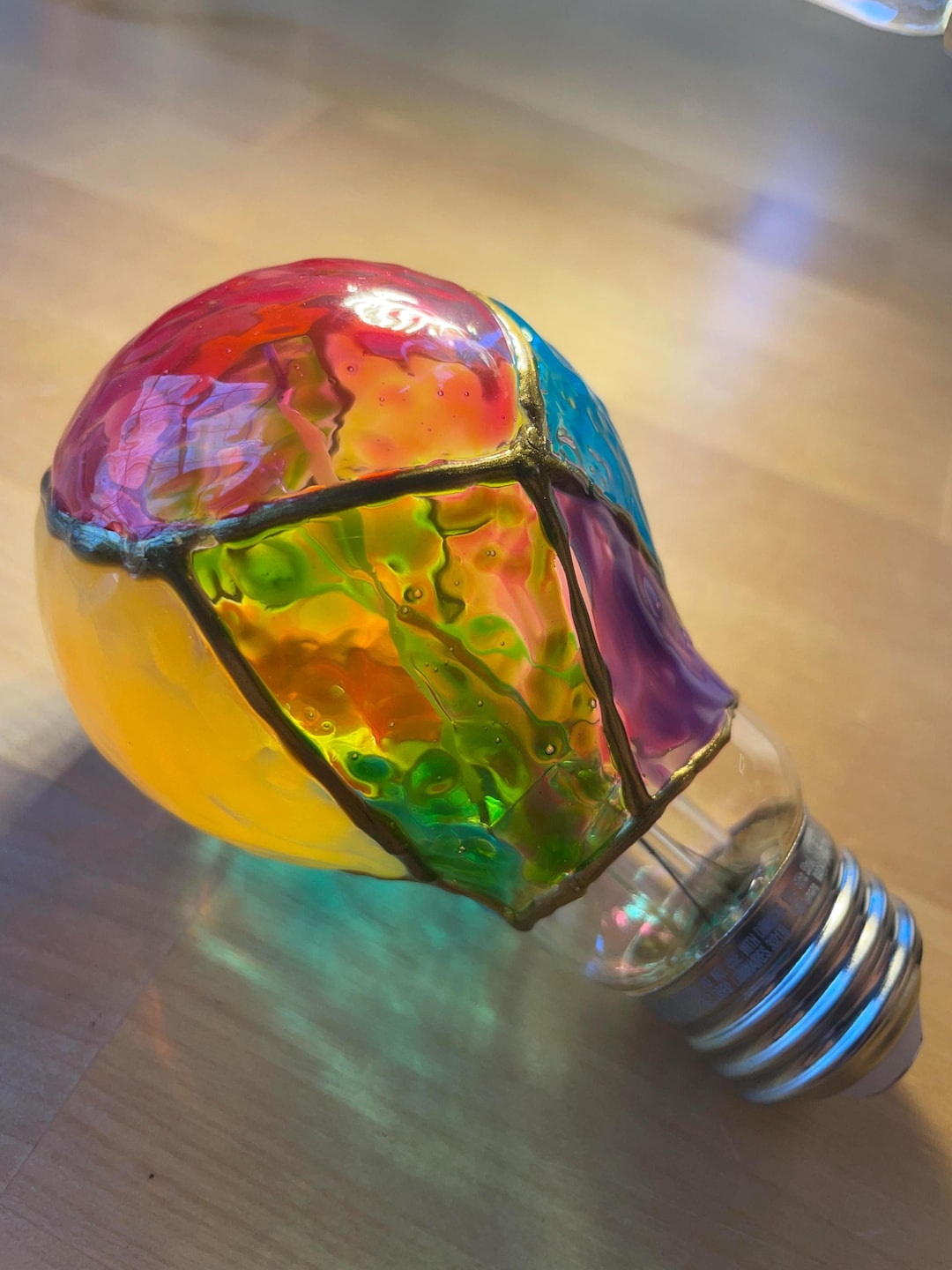 Specialty Stained Glass, One of a Kind Hand Painted Mosaic Bulb. Party ...