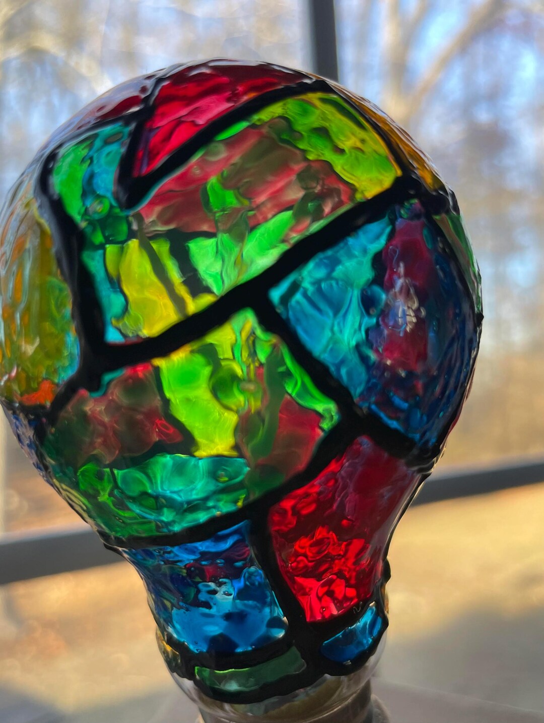 Specialty Stained Glass, One of a Kind Hand Painted Mosaic Bulb. Party ...