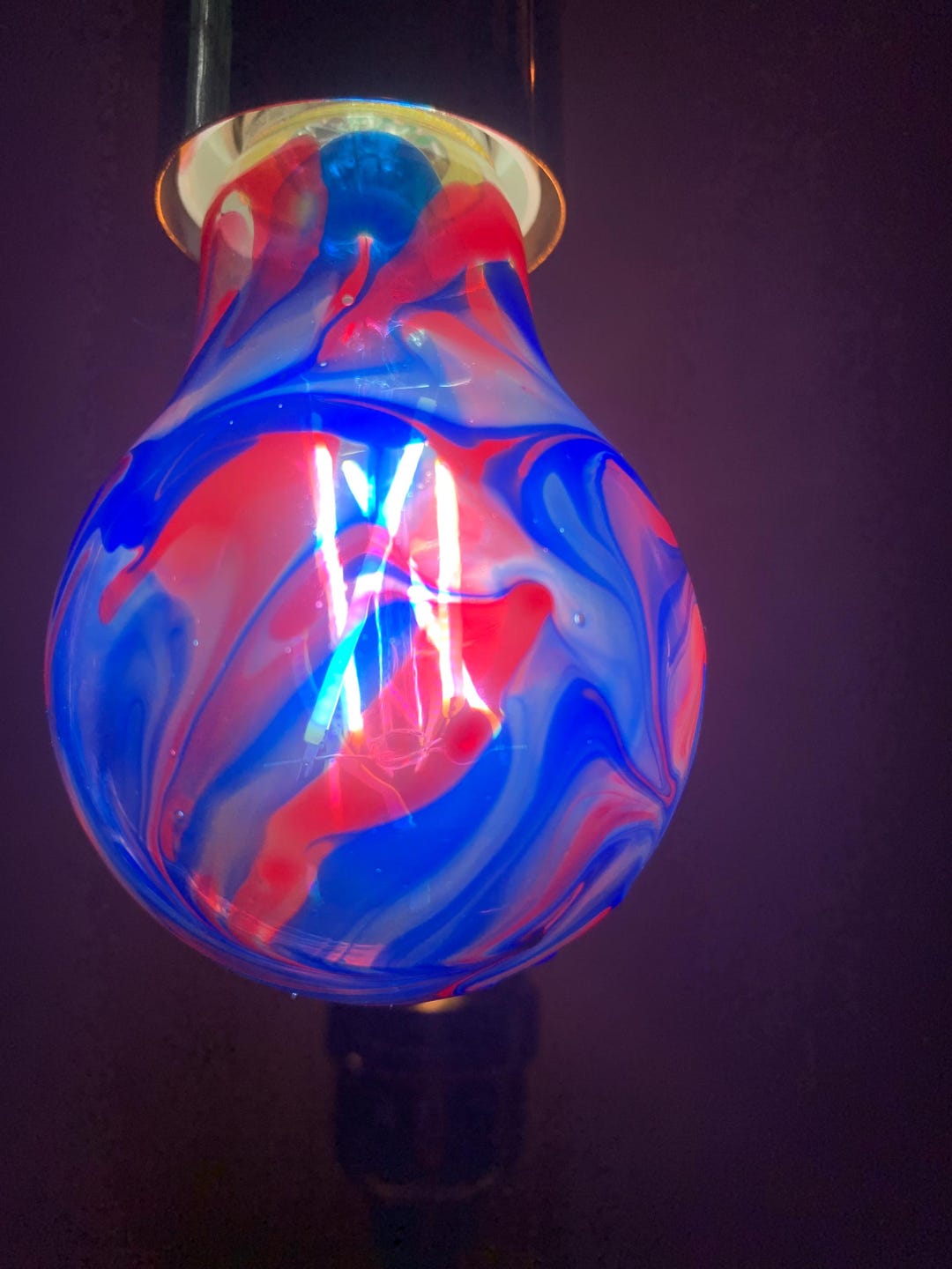 Hand Painted Stained Glass Light Bulb: Swirl Pattern, Unique Colors - Etsy