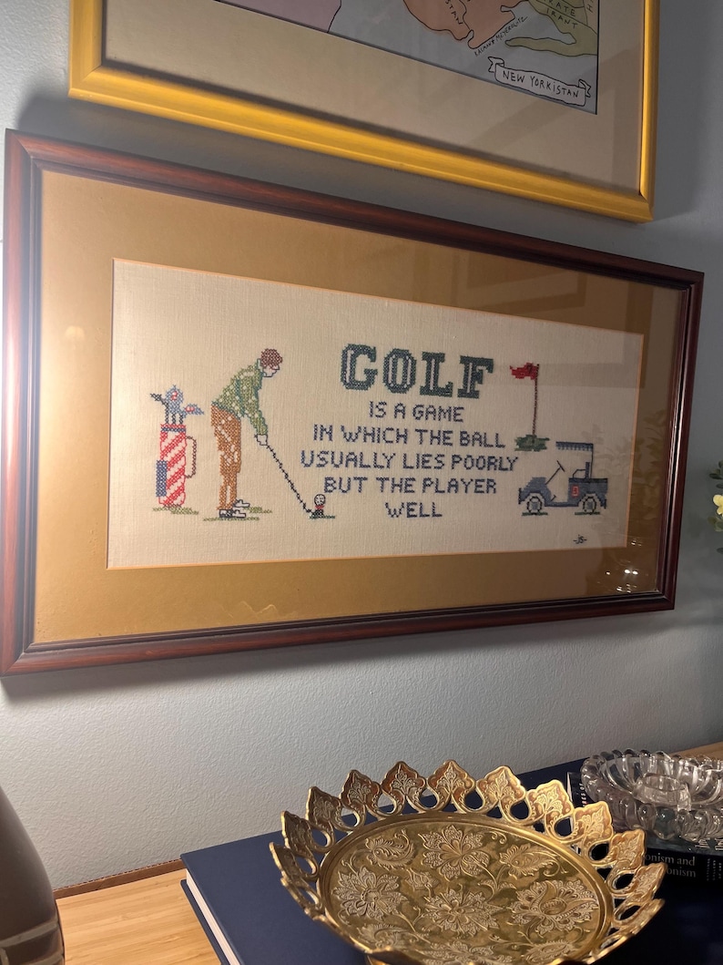 Vintage Golf Framed Needlepoint - Etsy