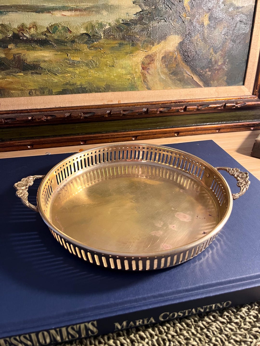 Vintage Brass Handled Tray Vanity Brass Tray - Etsy