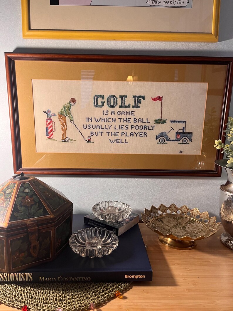 Vintage Golf Framed Needlepoint - Etsy