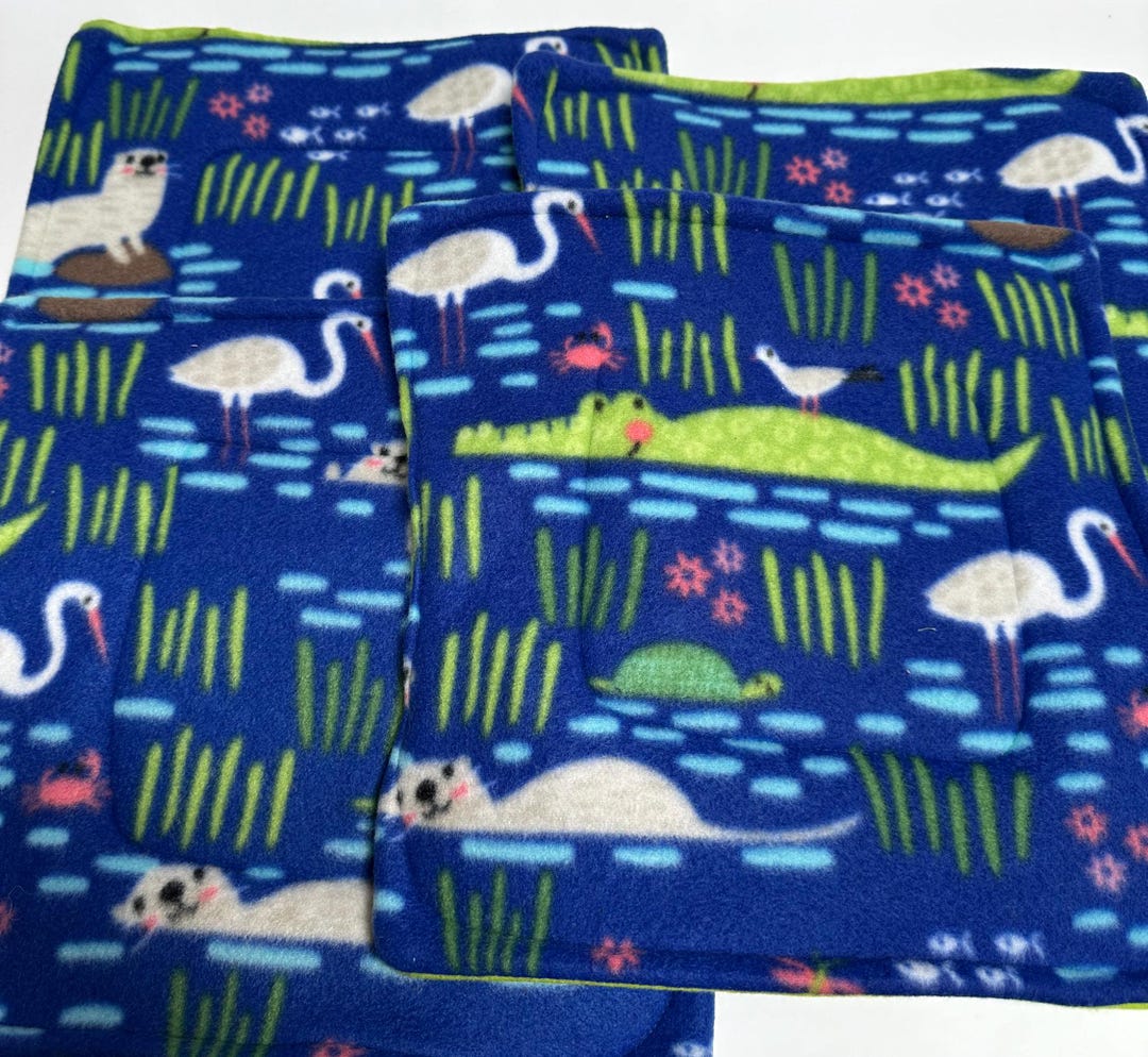Potty Drip Pads, 12 Inch Guinea Pig, Set of 4 Absorbent, Swamp Friends ...