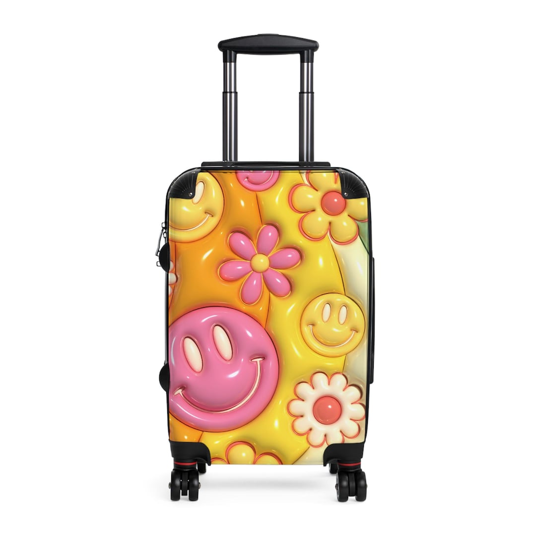 Smiley Face Travel Suitcase - Durable Luggage for Holidays, Vacations ...