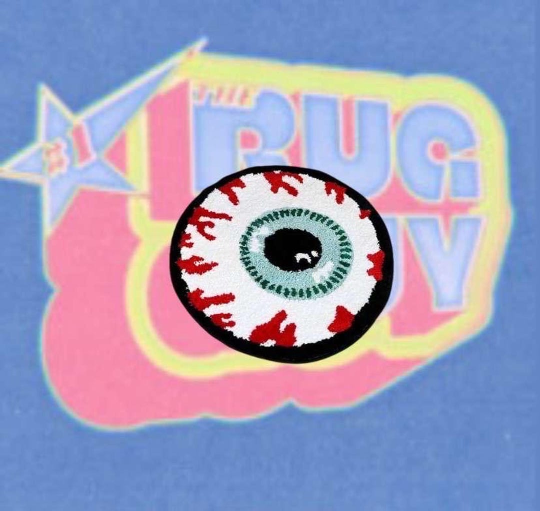 Red and White Tufted Evil Eye Rug - Etsy
