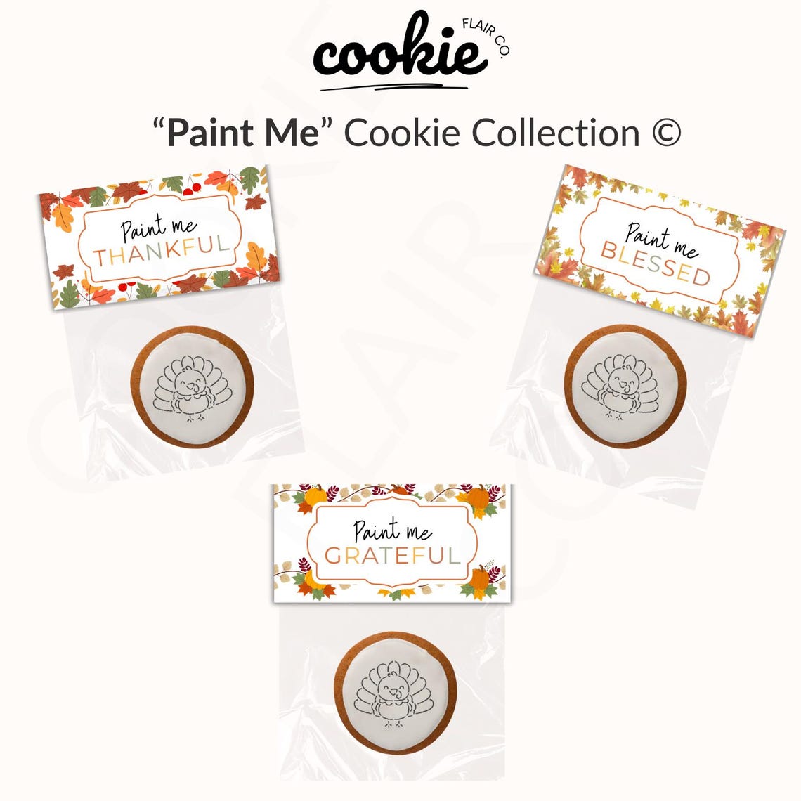 Thanksgiving PYO Cookie Topper Instructions: Printable Label, 3 Designs ...