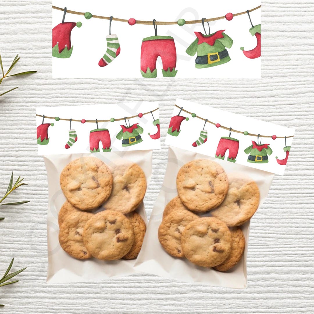 Christmas Elf Treat Bag Topper: “vintage Elf Clothing” Design, 5"x2 ...