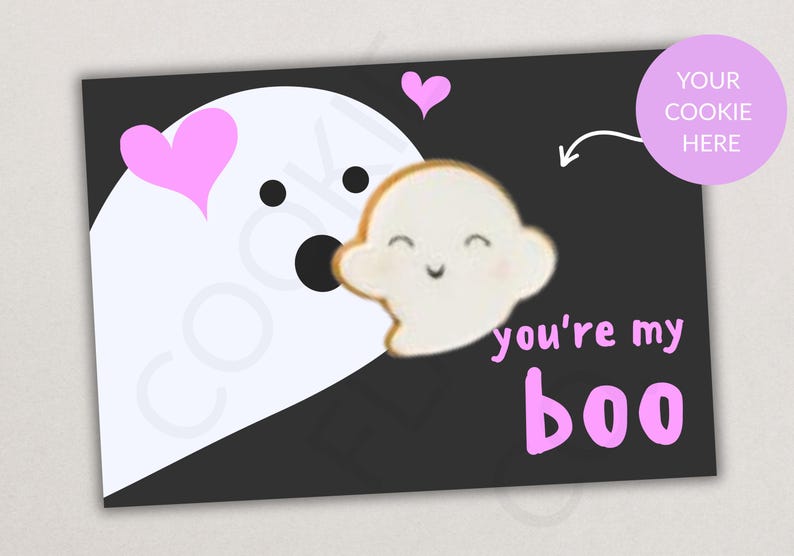 Printable You’re My Boo Cookie Card 5x3.5", Halloween Favor, Party ...