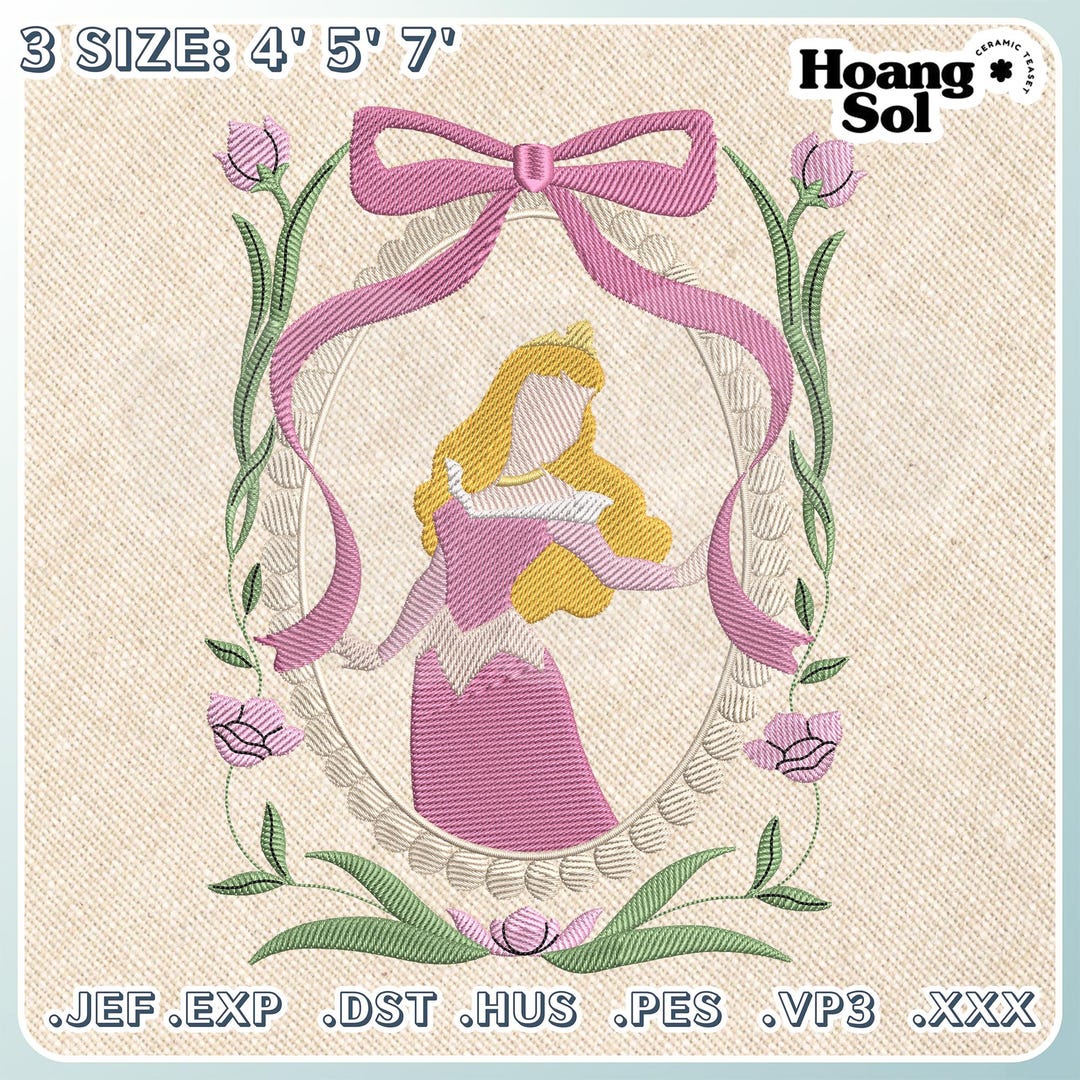 Princess Cartoon Embroidery Design, Magical Kingdom Princess Flowers ...