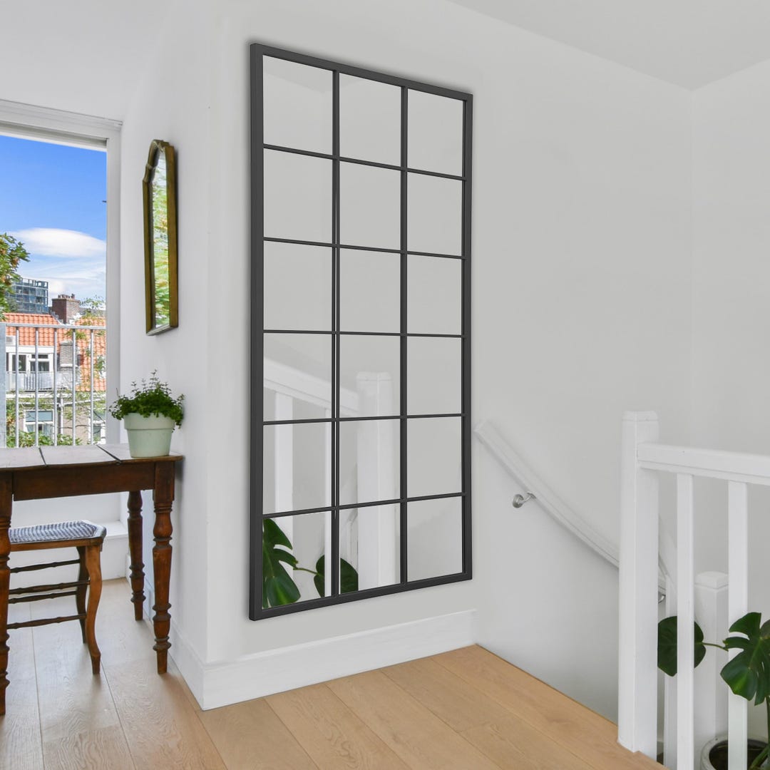 Tall Metal Window Pane Mirror: Elegant Home Decor (28x55 Inches) - Etsy