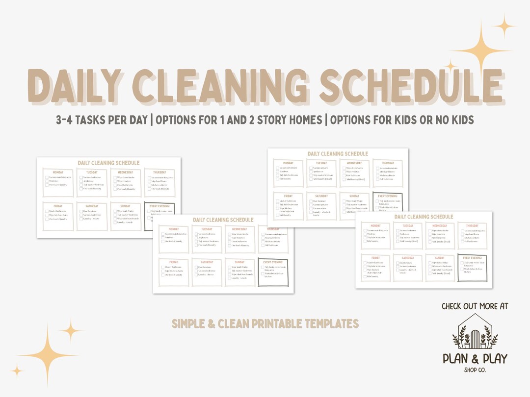 Printable Daily Cleaning Schedule – Simple, Customizable Home Cleaning ...