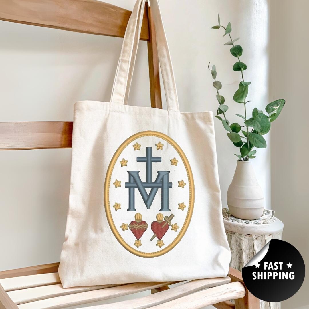 Miraculous Medal Virgin Mary Tote Bag: Catholic Marian Gift - Etsy