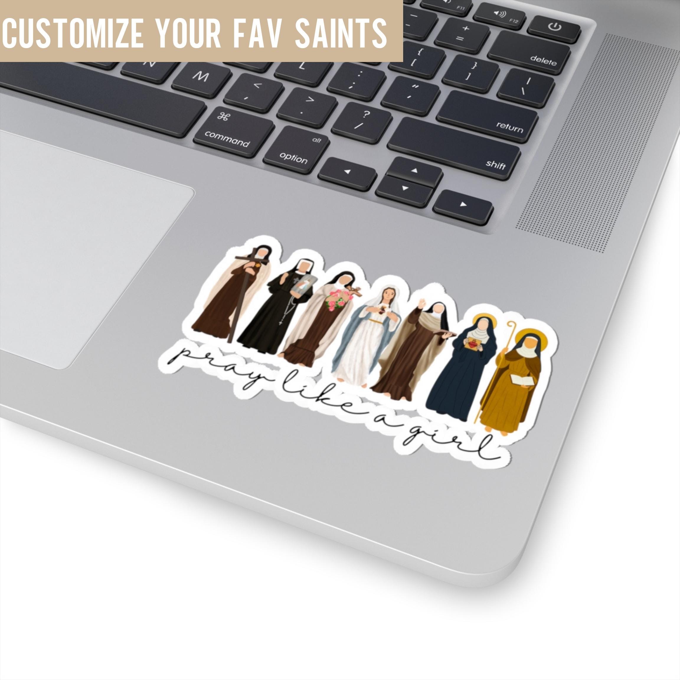 Pray Like a Girl Sticker, Custom Catholic Saint Stickers Set ...