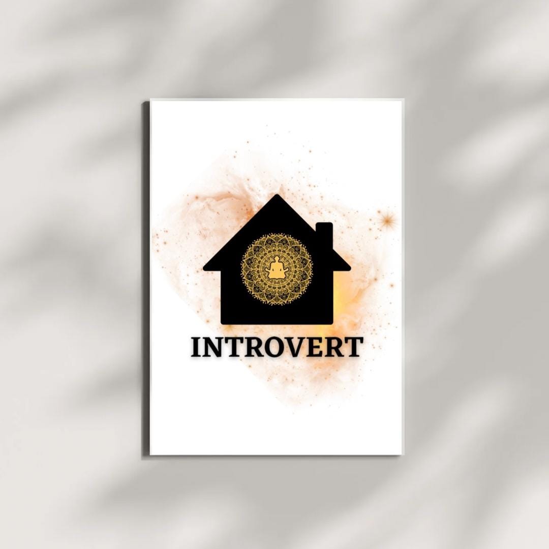 Introvert Wall Art | Minimalist Digital Print | Black & Gold Home Decor ...