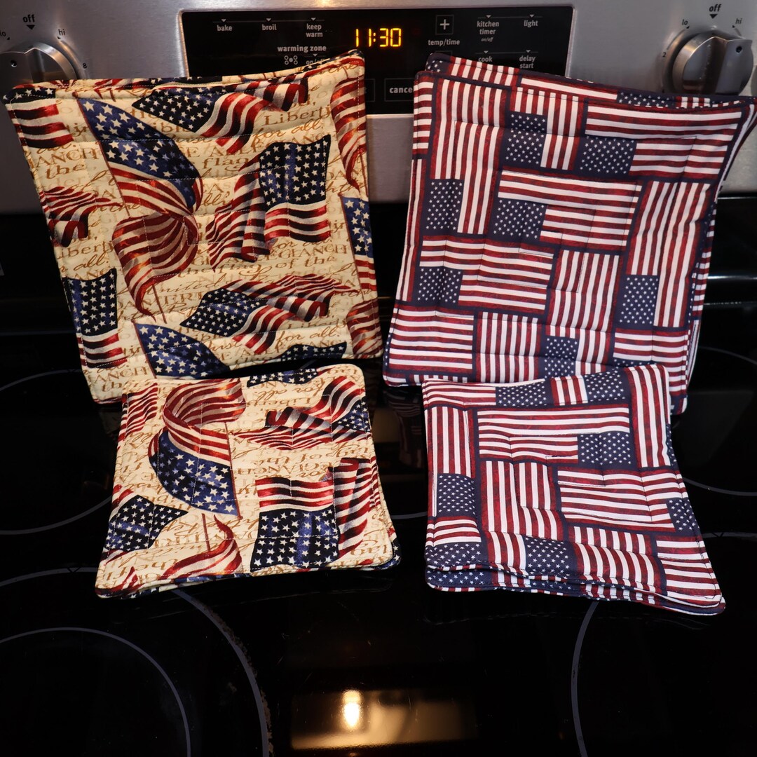 U.S. Flags Theme Pot Holders Set of 4 (2 Variants, Choose 1) - Etsy