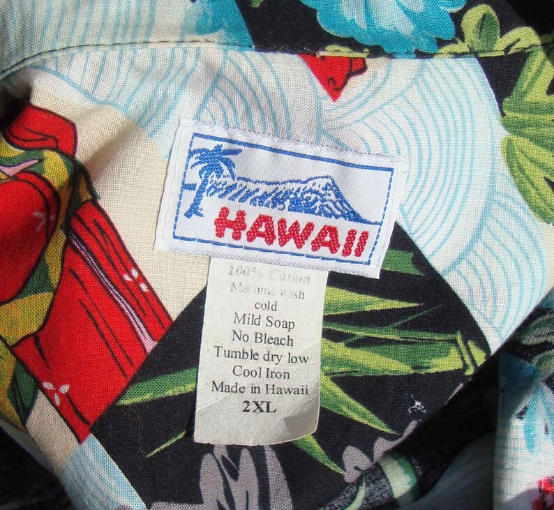 Vintage Aloha Shirt Hawaiian Geisha Novelty Print XXL - Etsy