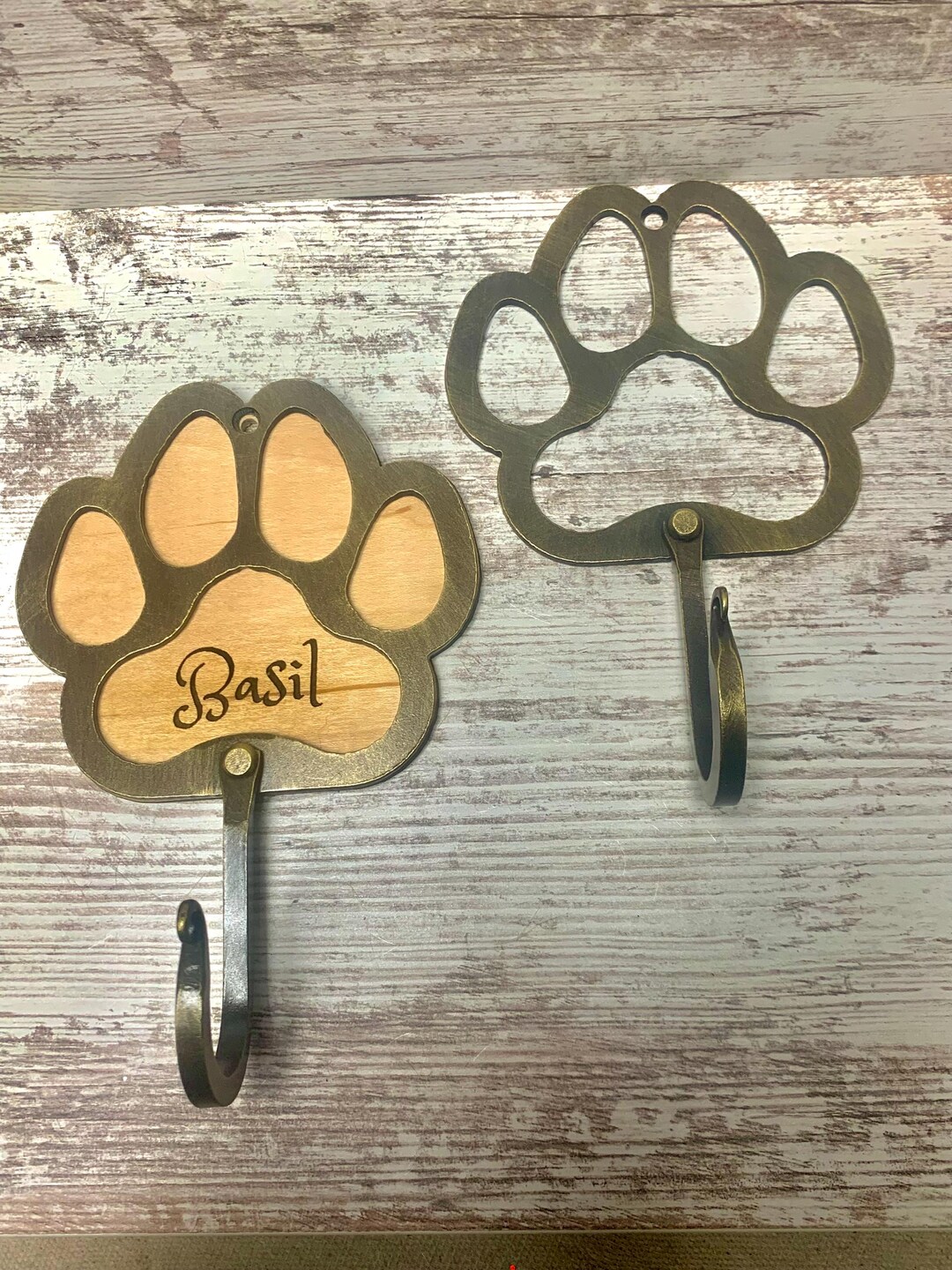 Dog Leash Holder Hook Hand Forged Paw Hook With Personalization ...