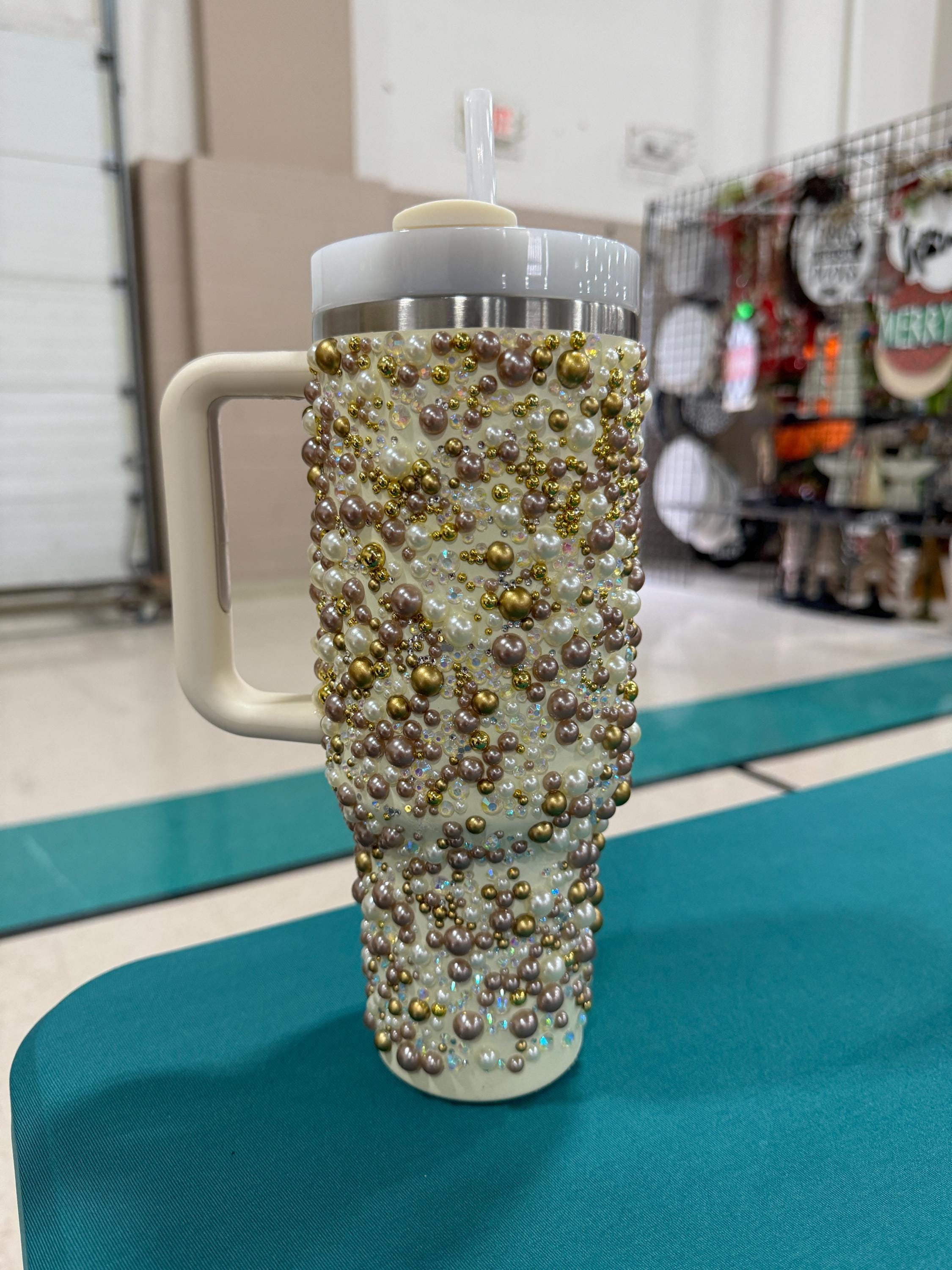 Bedazzled Stanley Cup With Gold Pearls and Diamonds - Etsy