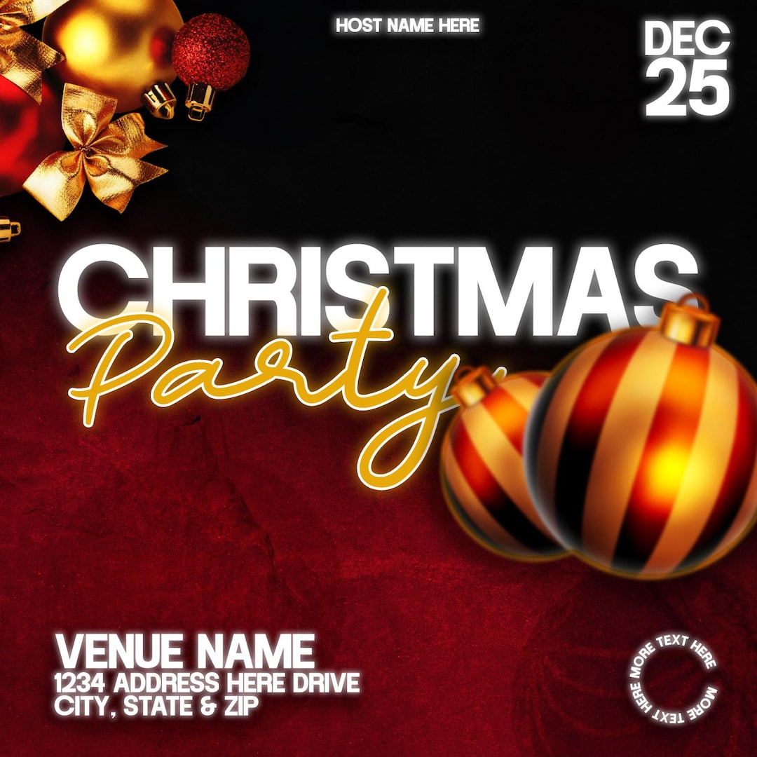 Editable Christmas Party Flyer Template, Photoshop Template, DIY Flyer ...