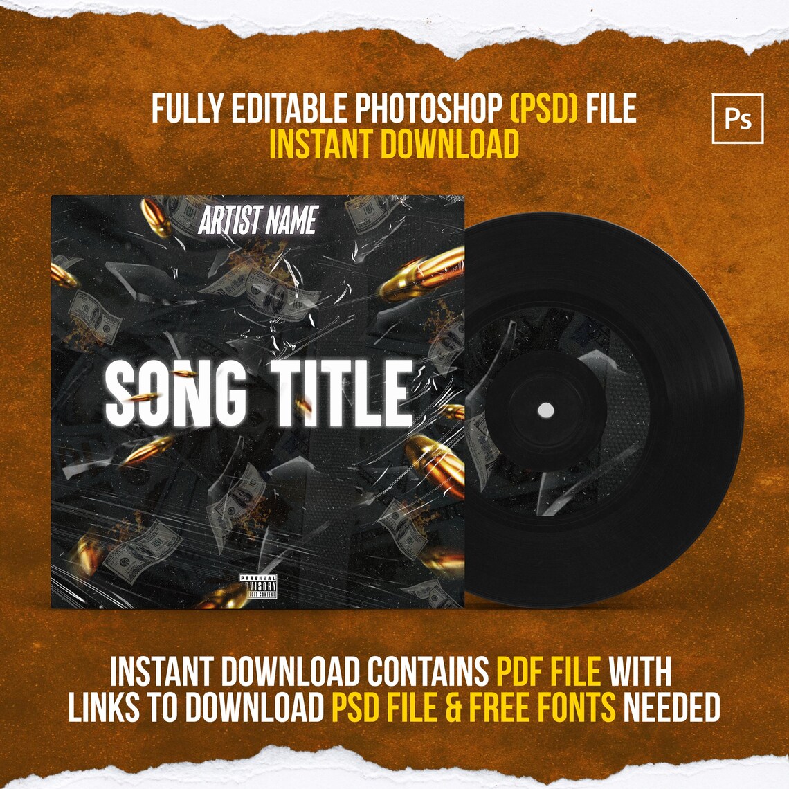 Editable Song Cover Template, Photoshop Template, DIY Flyer, Music ...