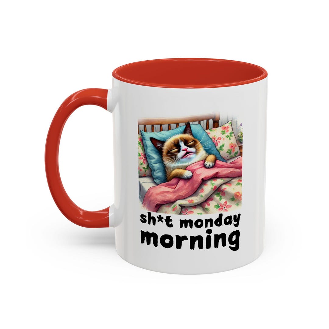 Funny Sunday & Monday Morning Cat Mug , "lovely Sunday Morning" Vs "sh ...