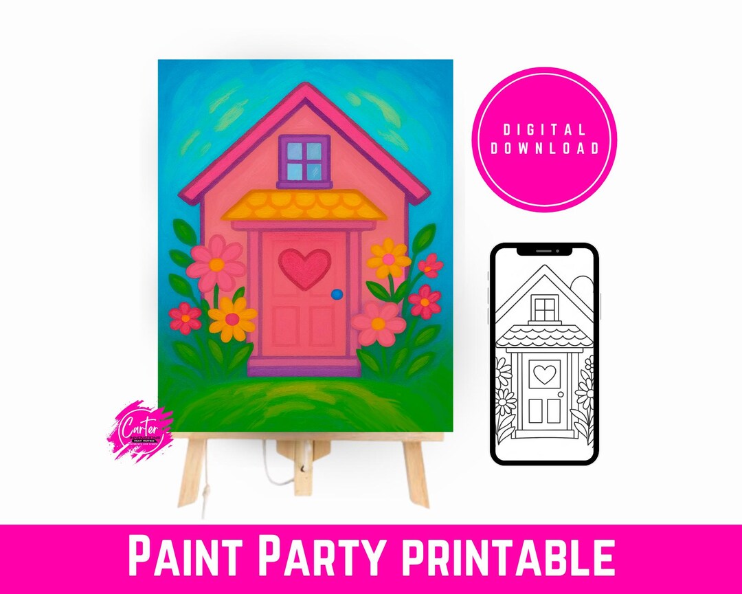 Cute House Coloring Page - Digital Download for Kids, Spring Art ...