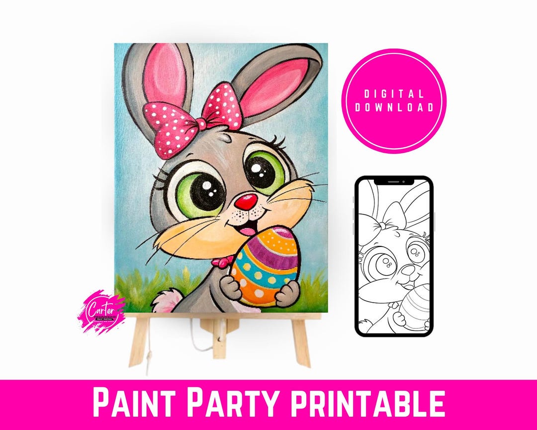 Easter Bunny Paint Party Printable, DIY Rabbit Painting Template ...